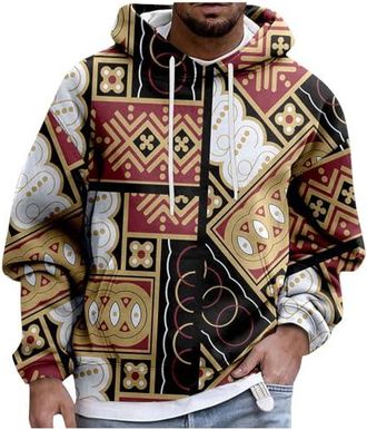 Generic Sweat a Capuche Homme Hooded Sweatshirt Sweats &agrave; Capuche Longues Manches Homme Imprim&eacute; Style Africain pour Un Confort Chaleureux
