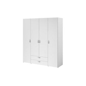 Parisot Armoire varia - Décor blanc - 4 portes battantes + 2 tiroirs - l 160 x h 185 x p 51 cm Parisot