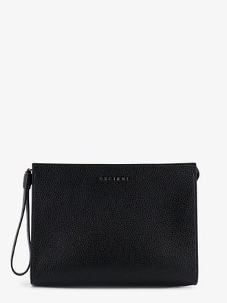 Orciani Hammered leather clutch with logo on the front - ORCIANI - gender_Man