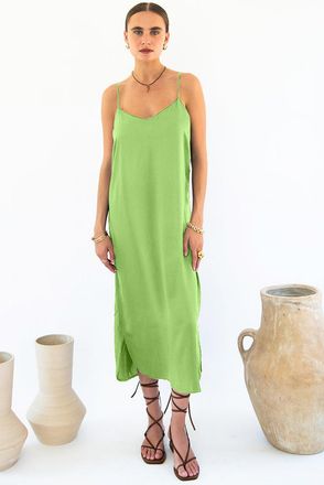 Neu Nomads Damen vegan Kleid Slip Easy Midi Emerald