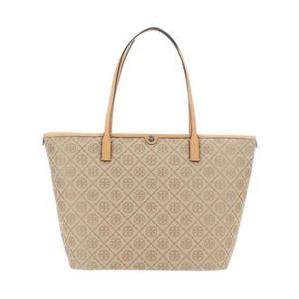 Tory Burch T Monogram Zip Tote - - Bags - Damen - Beige - ONE SIZE