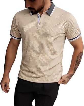 Generic Chemise basique boutonn&eacute;e pour homme, polo vintage d&eacute;contract&eacute;, l&eacute;ger et respirant, t-shirts dext&eacute;rieur, kaki, 3XL