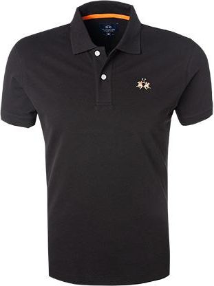 La Martina Herren Polo-Shirt schwarz Baumwoll-Piqué