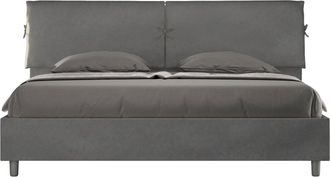 ITYhome Letto Matrimoniale King Size Senza Rete Imbottito 180x210 Microfibra Grigio Mados