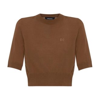 Dsquared2 Femme, Pulls, Brun, Taille: 34 FR Haut en laine avec logo
