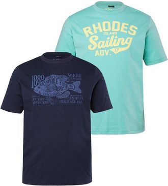 JP1880 T-Shirt T-Shirts 2er-Pack Halbarm Print bis 8 XL