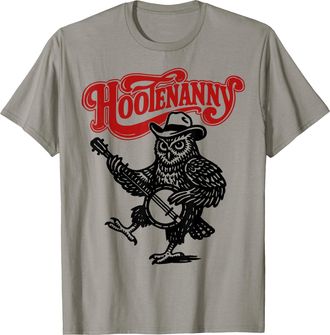 Giant Step Design Co. Hootenanny! Funny Banjo Owl Country Bluegrass Cottagecore T-Shirt
