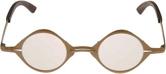 Rigards Leather Detail Round Frame - - Accessories - unisex - Gelb - 38 MM