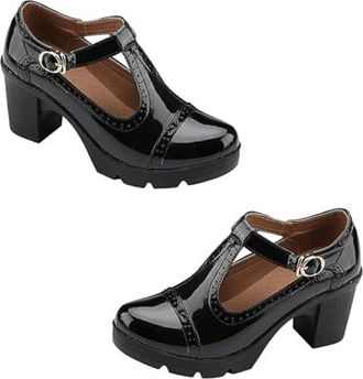 Hemobllo Chaussures à Talons Hauts Imperméables Simples Et Confortables en Microfibre pour Femmes, Talon Épais Antidérapant, Usage Travail Et Quotidien, Couleu