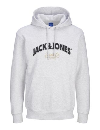 Jack & Jones JACK&JONES Herren JORBRONX Arch Big Sweat Hood Kapuzenpullover, Bright White/Detail:Melange, S