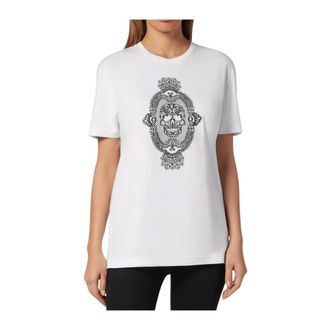 Philipp Plein Femme, Tops, Blanc, Taille: 40 FR T-Shirt Regular Fit Skull