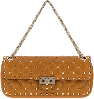 Valentino Garavani Sac port&eacute; &eacute;paule moyen Rockstud Spike - Femme - Sacs - Brun - Taille: ONE Size