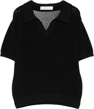 Dunst Femme, Tops, Noir, Taille: 40 FR Polo &agrave; Manches Courtes avec Bord-c&ocirc;tes