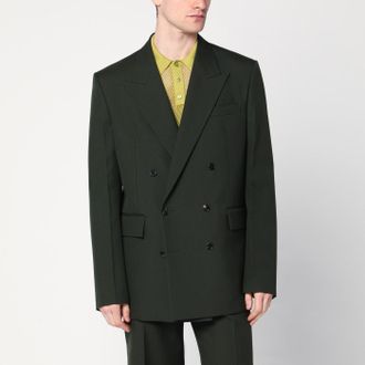 Gucci Milit&auml;rgr&uuml;ne zweireihige Jacke aus Wolle