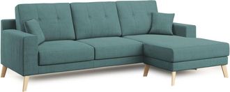 Divani.Store Divani.store - Danish Ecksofa mit verstellbarer Halbinsel aus weichem, wasserfestem Stoff T02 237 cm petrol