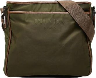 Prada Sac bandouli&egrave;re en nylon et cuir Pre-owned - Femme - Pre-owned - Vert - Taille: ONE Size