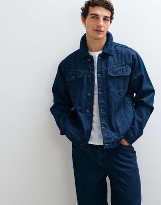 Asos Kombiteil-Truckerjacke in Raw Indigo-Blau