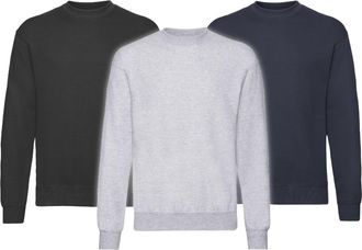 Fruit Of The Loom Herren Classic Set In Sweat, 3 Pack Sweatshirt, Mehrfarbig (Black/Heather Grey/Deep Navy 26), XX-Large (Herstellergr&ouml;&szlig;e: 2XL) (3er Pack)