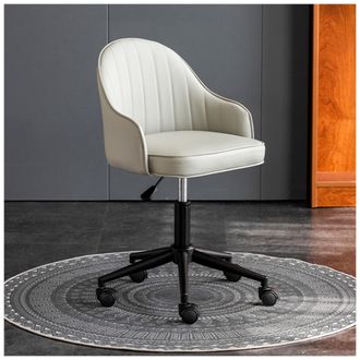 Generic Drehbarer Schreibtischstuhl Aus Leder - H&ouml;henverstellbarer, Ergonomischer B&uuml;rostuhl Mit 360&deg;-R&auml;dern for Zuhause, Schlafzimmer Oder Schminktisch(Gray1)