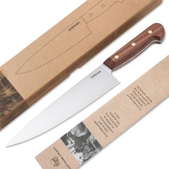 Böker SOLINGEN Cottage-Craft - handgefertigtes Carbonstahl Chefmesser Solingen - extra scharfes Küchenmesser mit Holzgriff - in edler Geschenkbox, 35.2