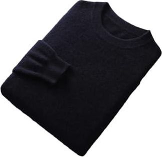 Generic Pull en laine m&eacute;lang&eacute;e &agrave; col rond et manches longues pour homme, Noir, 3XL