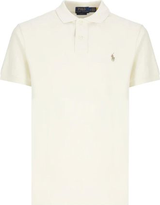 Ralph Lauren Homme, Tops, Beige, Taille: M Polo en coton brod&eacute; avec poney