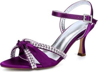 Generic Femmes Aiguille Haut High Sandales Chaussures De Mariage De Mariée Ouvert Bout Mariage Party 7 CM Heels,Violet,41 EU