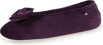 Isotoner Chaussons pantoufles Ballerines femme ultra confortables, semelle en cuir, d&eacute;tail grand noeud, 39/40 EU, aubergine
