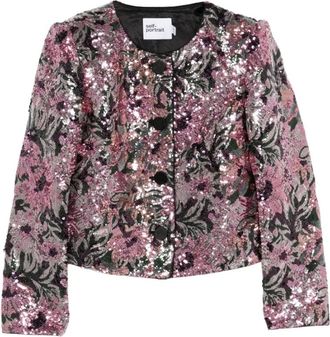 Self Portrait Femme, Vestes, Multicolore, Taille: 34 FR Veste &agrave; sequins floraux