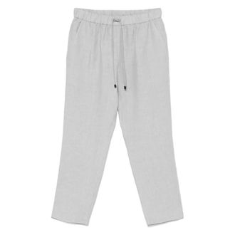 Le Tricot Perugia Hellgraue Baumwollhose mit Kordelzug - - Trousers - Damen - Grau - XL
