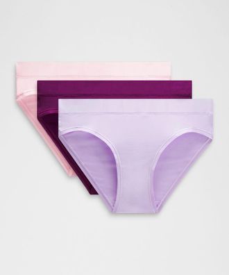 lululemon Culotte bikini UnderEase taille mi-haute Trio pour Femmes - Rose/Violet - Taille M