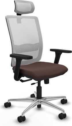 Piqueras y Crespo Ergonomischer Computerstuhl mit 3D-Armen, h&ouml;henverstellbare Lendenwirbelst&uuml;tze und h&ouml;henverstellbares Kopfteil und Neigungsverstellung, Wei&szlig;/Dunkelbra