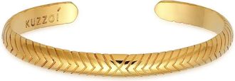 Kuzzoi Armbänder - Armband Herren Armreif Oxidiert Offen Basic 925 Si - Gr. 19 CM - in Gold - für Damen