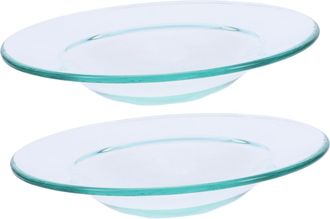 Angoily 2 Stück Aromatherapie Wachswärmerplatten aus Hochwertigem Glas Transparente Duftlampen Ersatzschalen Ø Hitzebeständige Duftöl Schmelzschalen für Zuhau