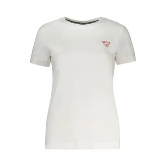 Guess Femme, Tops, Blanc, Taille: 38 FR T-shirt Blanc en Coton avec Logo