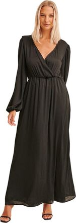 NA-KD Damen Balloon Sleeve Structured Maxi Casual Dress, Black, EU 32