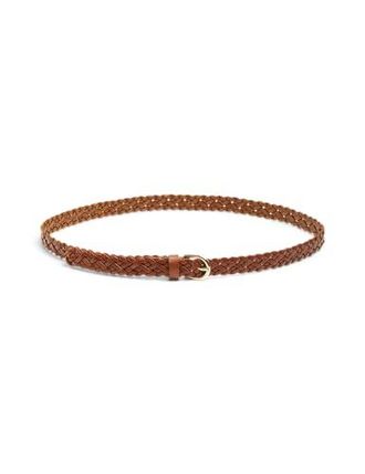 Pieces PCAVERY LEATHER BRAIDED SLIM BELT NOOS, Ceinture Femme, Marron (Cognac), 90 cm
