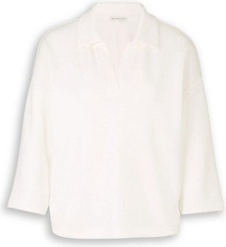 Tom Tailor 3/4-Arm-Shirt T-Shirt Loose Fit Scuba Langarmshirt mit Polokragen