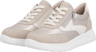 Remonte Keilsneaker REMONTE, Damen, Gr. 36, beige, creme, Lederimitat, Schuhe, Schn&uuml;rschuh, Halbschuh, Casual-Sneaker mit seitlichem Rei&szlig;verschluss