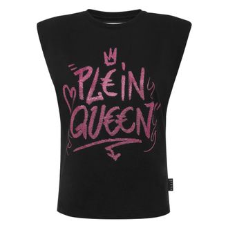 Philipp Plein Femme, Tops, Noir, Taille: 42 FR T-Shirt Sans Manches Pure avec Cristaux