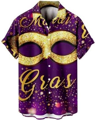 Generic Costume de carnaval pour homme - Chemise &agrave; manches courtes tendance - Coupe ajust&eacute;e - Chemise de loisirs avec boutonni&egrave;re - Chemise de vacances - V&ecirc;te