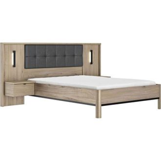 Gami Lit adulte avec chevets lambris - MAXIMIN - 140 x 190 cm - Chene Kr&ouml;nberg clair - GAMI