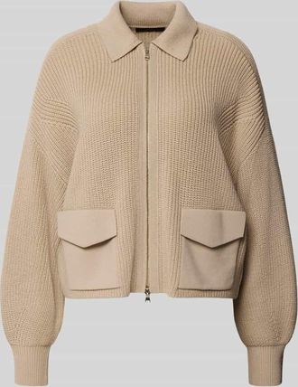 Windsor Strickjacke aus Schurwolle mit Pattentaschen