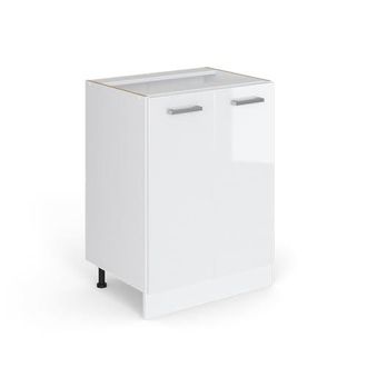 Vicco Meuble Bas de Cuisine R-Line, Blanc Haute Brillance/Blanc, 60 cm sans Plan de Travail