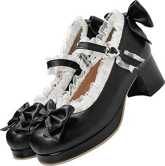 Valiclud Chaussures Femme à Talons Élégantes et Confortables Bride Une Design Délicat avec Noeud Adaptées pour Printemps et Automne Noir