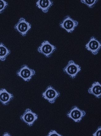 Giorgio Armani Logo-Print Silk Necktie - Blue