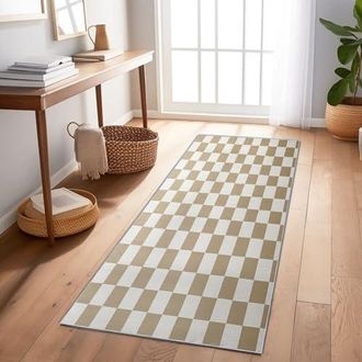 Generic Tapis Couloir Long Damier g&eacute;om&eacute;trique Minimaliste Tapis Cuisine Devant Evier Antid&eacute;rapant Absorbant Tapis Int&eacute;rieur Entr&eacute;e Long 80x240 cm de Passage M