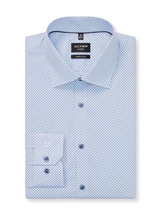 Olymp Herren Oberhemd Langarm No. Six,Rotationsdruck auf Uni,375 No 6 six - super Slim (H16),21 New York Kent-2,Weiss 00,43