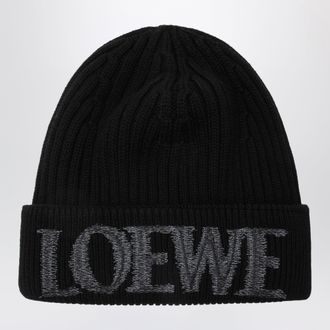 Loewe Schwarze Wollm&uuml;tze mit gesticktem Logo