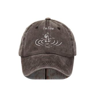 Generic Im Fine Ball Cap Its Fine Im Fine Everythings Fine Hat Funny Graphic Women Men Unisex Hat Medium, marron, M
